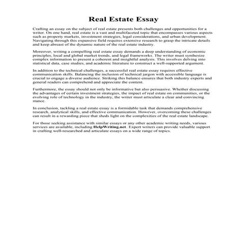 Real Estate Essay | PDF