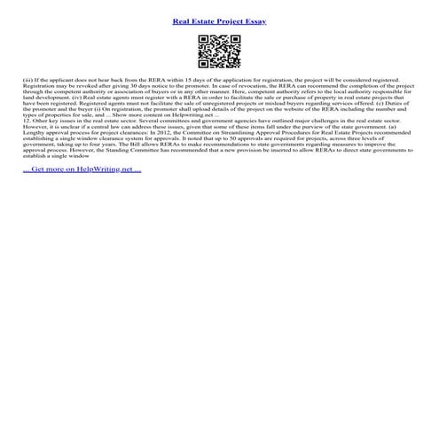 Real Estate Project Essay | PDF