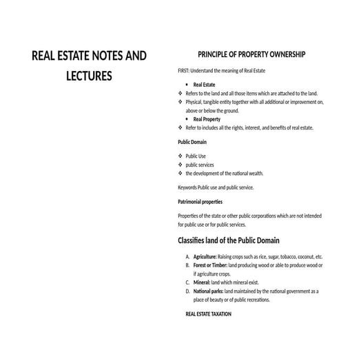 BS REAL-ESTATE MANAGEMENT STUDENTS' NOTES | DOCX
