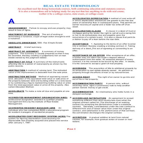 Real estate terms | PDF