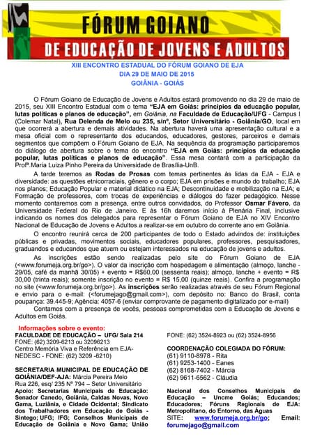 Cartaz XIII EJA 2015 | PDF