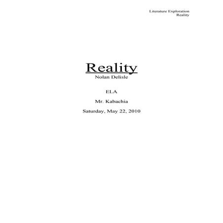 Literature Exploration Reality Title Page | DOC