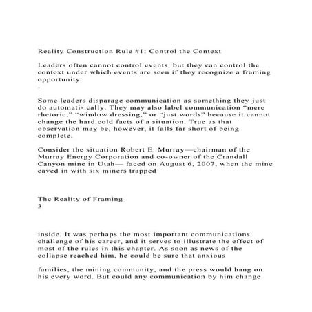 Reality Construction Rule #1 Control the Context Leaders of.docx