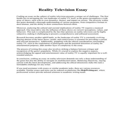 Essay On The Television. University of Wisconsin-Parkside | PDF