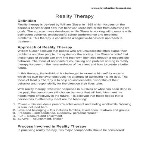 Reality therapy | PDF