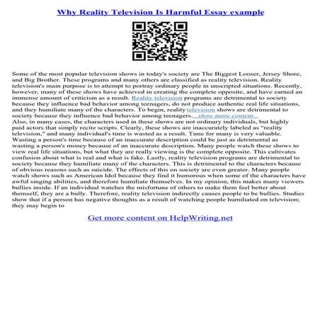 Reality Tv Essay | PDF