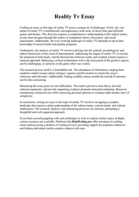 Essay On Advantages And Disadvantages Of Television.pdf | Lifestyle | Genres