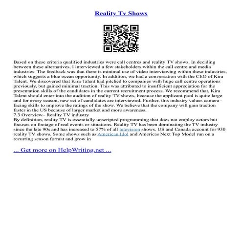Reality Tv Shows | PDF