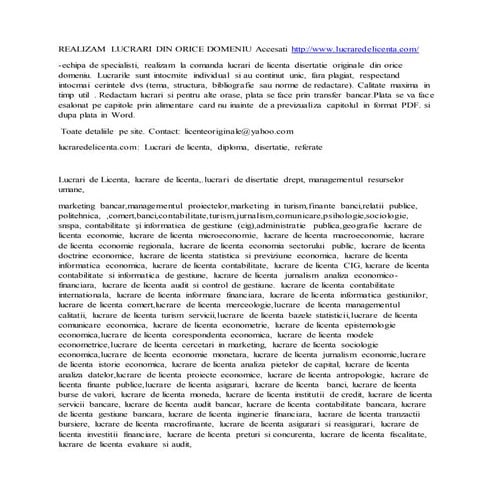 Realizam la comanda lucrari de licenta disertatie originale | PDF