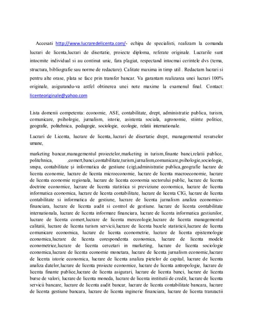 Lucrari de licenta si disertatie la comanda | PDF
