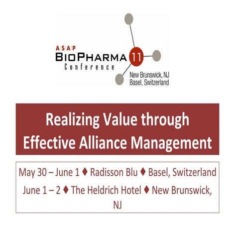 Realizing Value Through Effective Alliance Management Updated April 19 ...