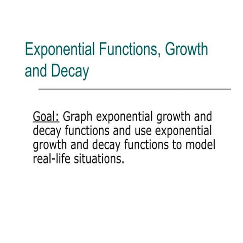 Representing Real Life Exponential Functions Ppt