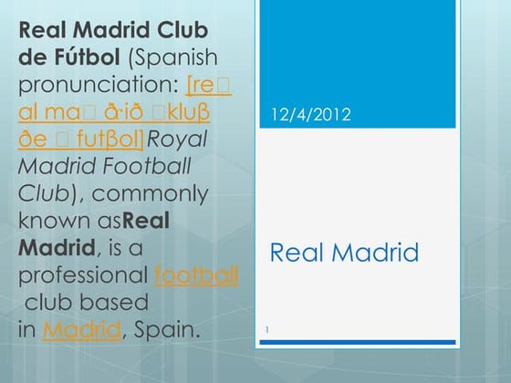 REAL MADRID CF PRESENTATION | PPTX