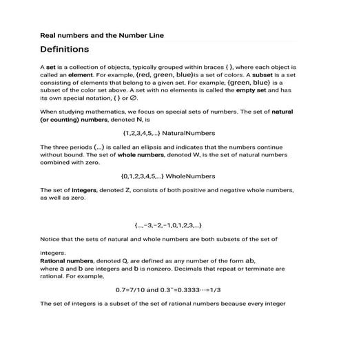 Real numbers and the number line | PDF