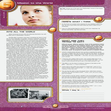 Lesson 5 | Real Time – faith | Sabbath School | Second Quarter 2015 | PDF