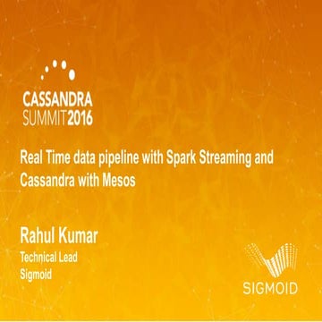 Real Time Data Pipeline With Spark Streaming And Cassandra With Mesos Pptx Databases
