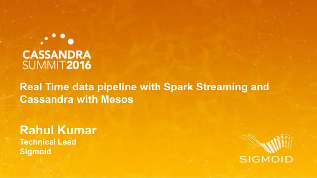 Real Time Data Pipeline With Spark Streaming And Cassandra With Mesos Pptx Databases