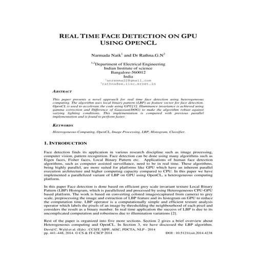 Real Time Face Detection On Gpu Using Opencl Pdf