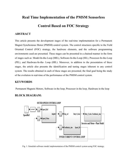 Real Time Implementation Of The Pmsm Sensorless Docx