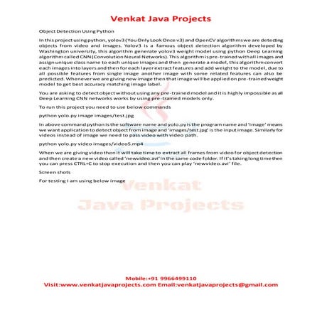 Real time object detection using yolo aligorithm | DOCX | Artificial ...