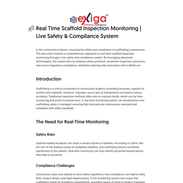Real Time Scaffold Inspection Monitoring | Live Safety & Compliance ...
