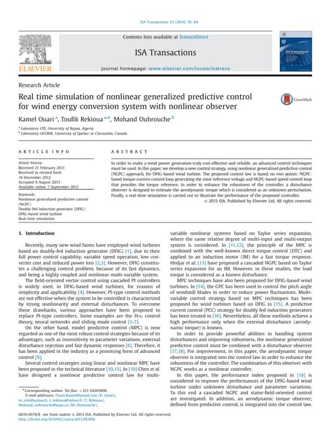 Doubly Fed Induction Generator Based Wind Turbine Modelling And Simulation Using Matlab Simulink