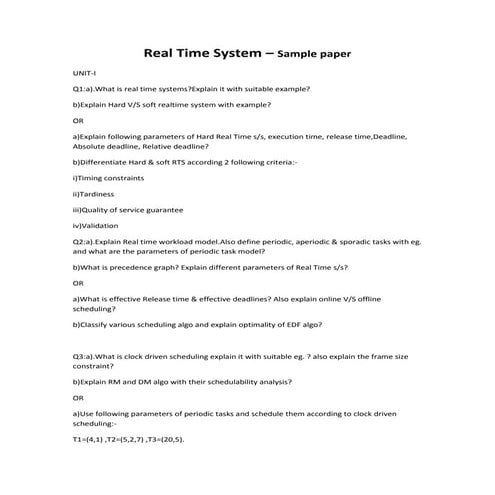Real time system | DOCX | Computing | Technology & Computing