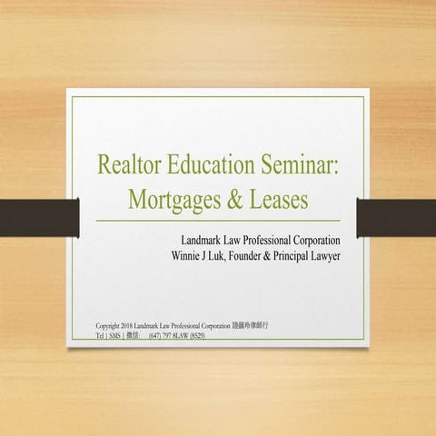 Realtor Education Seminar: Mortgages and Leases | PPTX