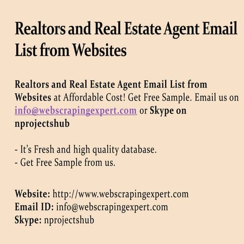 Realtors and Real Estate Agent Email List from Websites | PPT