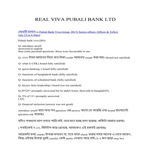 Real viva pubali bank ltd . | PDF
