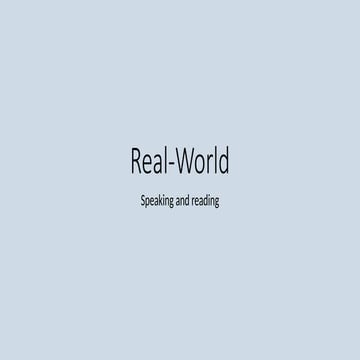 Real world Speaking in English language. | PPTX