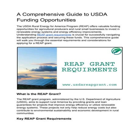 Essential REAP Grant Requirements for USDA Funding | PDF