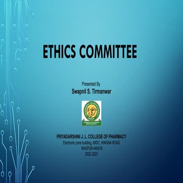 Ethics committee research methodology presentation | PPTX