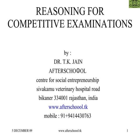 Reasoning For Competitive Examinations | ODP