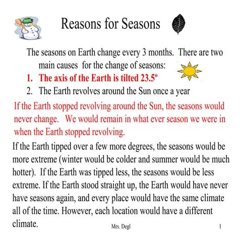Reasons for Seasons | PPT