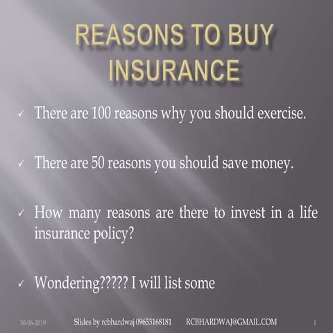 Reasons to buy insurance | PPTX