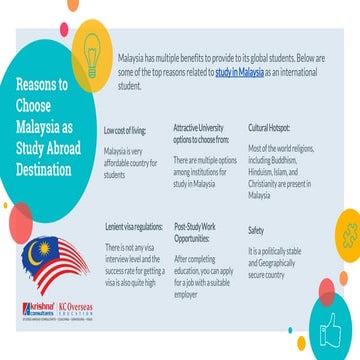 Reasons to choose malaysia as study abroad destination | PPT