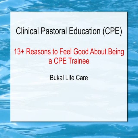 Clinical Pastoral Education | PPT