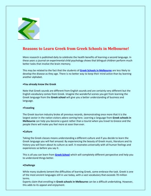 Greek Language School Melbourne | PDF