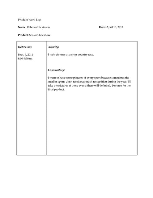 Final Product Work Log | DOCX | Documentary | Genres
