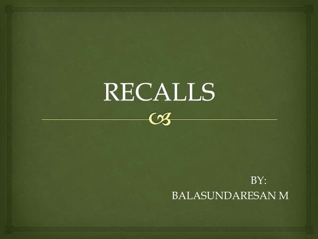 Pharmaceutical product recall | PPTX