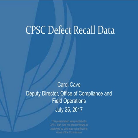CPSC Recall Effectiveness Workshop: Recall Data | PPTX