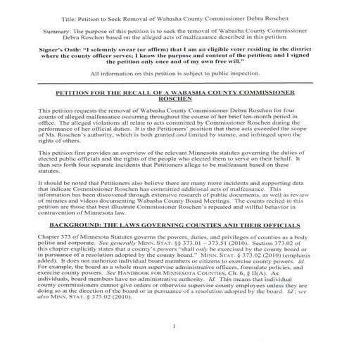 Debra Roschen recall petition | PDF