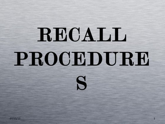 Pharmaceutical product recall | PPTX