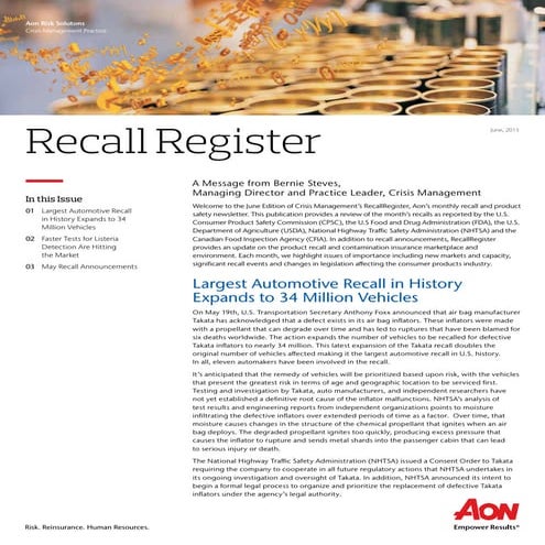 Recall register June 2015 | PDF