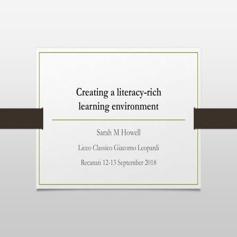 Creating a literacy-rich learning environment | PPT