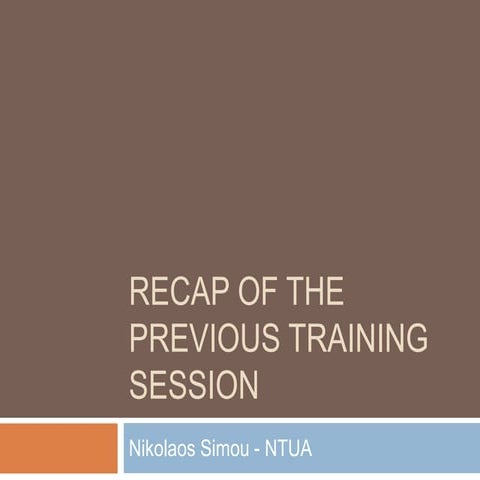 Recap of the previous training session | PPTX