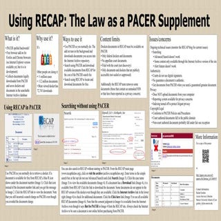 Using RECAP: The Law as a PACER Supplement | PDF