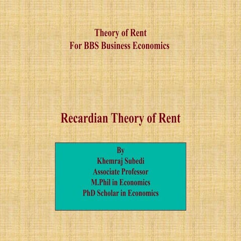Recardian Theory of Rent | PPT