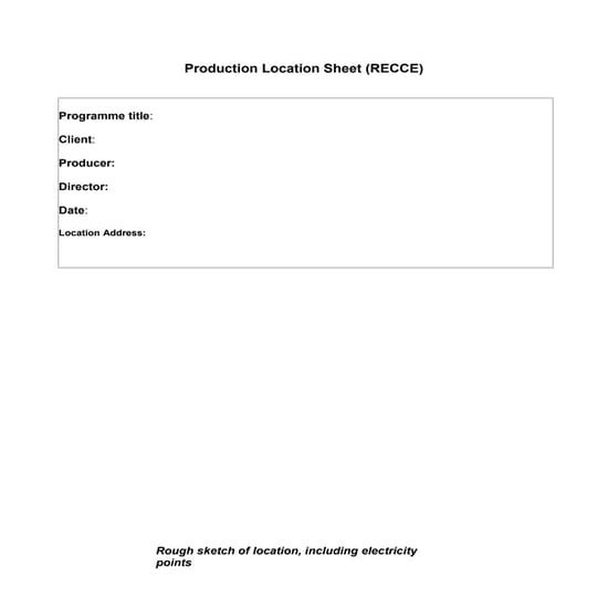 Sourcing possible locations (Recce Template)